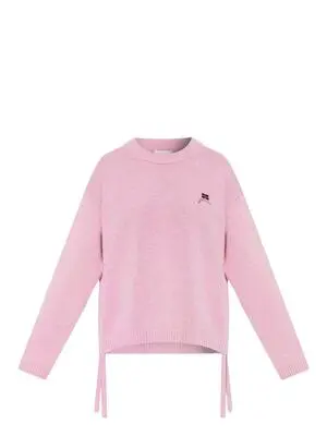 GANNI Embroidered-detail Side-tie Sweater - Pink