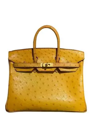 Hermès 25 Birkin Ostrich Tote Bag - Yellow