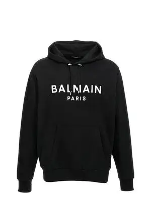 Balmain Long-sleeve Hoodie With Logo Detail - Black