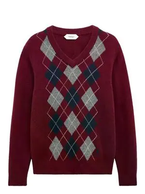 Pringle Of Scotland Argyle V-neck Sweater - Red