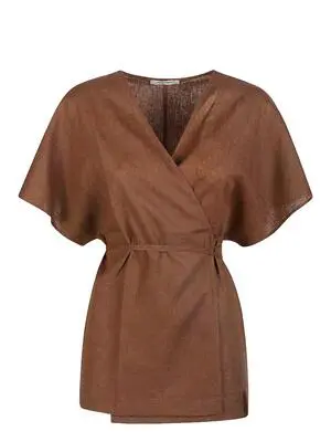 HINNOMINATE Tie-waist Top - Brown