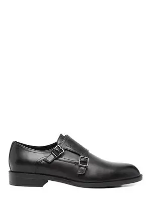 BOSS Leather Oxford Shoes With Buckle Straps - Black