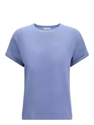 Brunello Cucinelli T-shirt With Rolled Sleeves - Blue