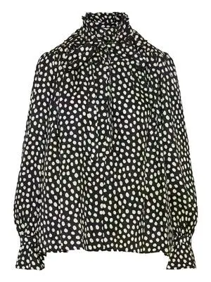 Chloé Ruffled Polka Dot Blouse - Black
