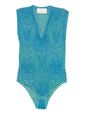 CIRCUS HOTEL Patterned V-neck Sleeveless Body - Blue