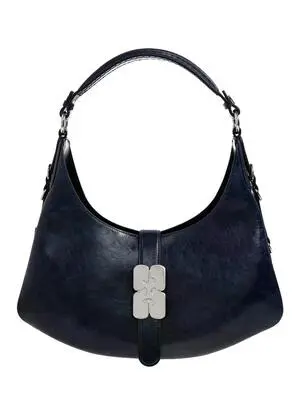 GANNI Leather Shoulder Bag - Blue