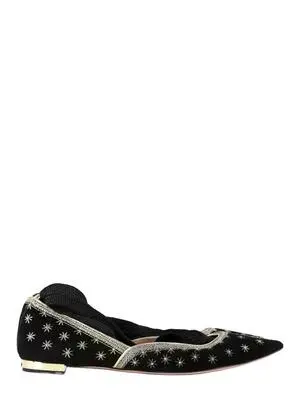 AQUAZZURA Bliss Ankle Tie Suede Ballet Flats - Black