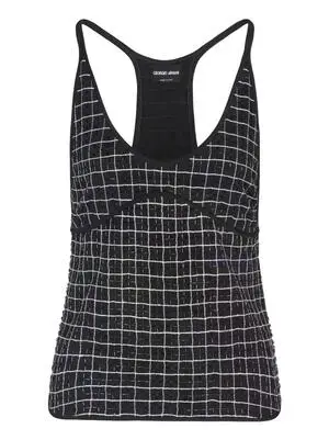 Giorgio Armani Checked Racerback Top - Black