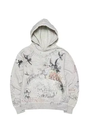 SAINT MXXXXXX Graphic-print Hoodie - Grey