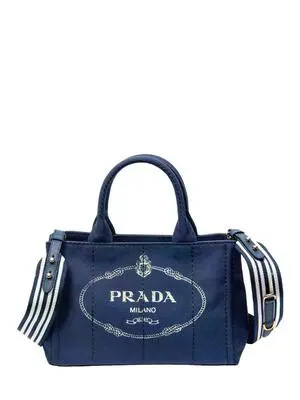 Prada Small Canapa Tote Bag - Blue