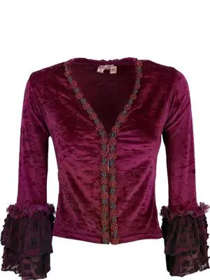 VOYAGE ET CIE Velvet Beaded Top - Purple