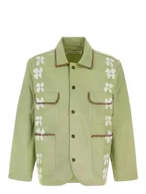 BAZISZT Floral Cotton Blazer - Green