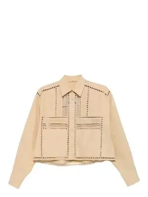 Ermanno Scervino Cutout Cropped Shirt - Neutrals