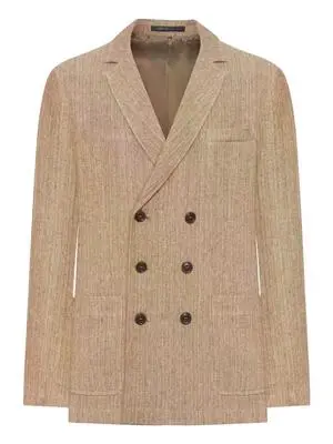 Giorgio Armani Double-breasted Linen Jacket - Neutrals