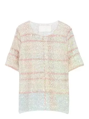 CIRCUS HOTEL Striped Short-sleeve Knitwear - Neutrals