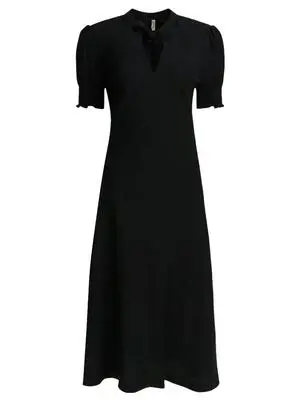 INES DE LA FRESSANGE PARIS Tie-neck Smocked Midi Dress - Black