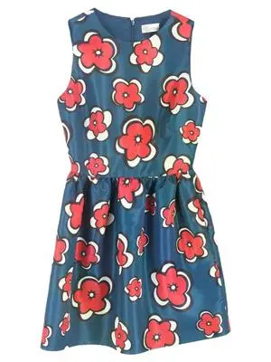 Red Valentino Floral-print Mini Dress - Blue