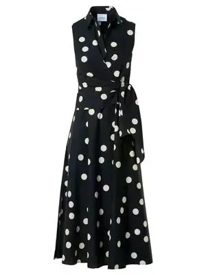 Akris Polka Dot Sleeveless Midi Dress - Black