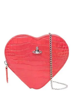VIVIENNE WESTWOOD Heart-shape Croc-effect Crossbody Bag - Red