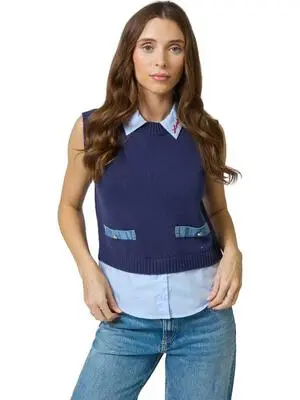 Central Park West Kendall Sleeveless Sweater Vest - Navy