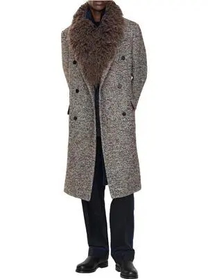 Burberry Wool Mohair Blend Tailored Coat - Rice Beige/raven Grey