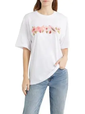 GOLDEN HOUR Tropical Graphic Cotton T-shirt - Bright White