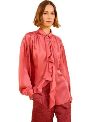 Ulla Johnson Gesture Silk Blouse - Rosewood