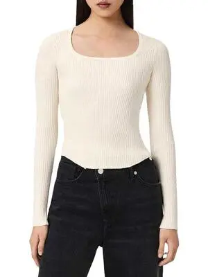 ALLSAINTS Cruz Hera Rib Fitted Sweater - Chalk White