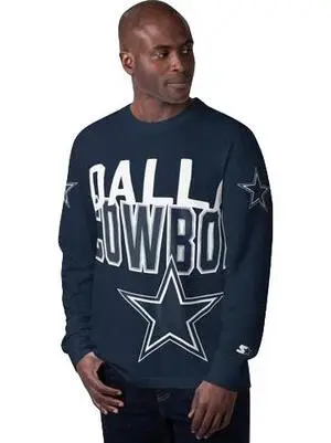 STARTER Dallas Cowboys Clutch Hit Long Sleeve T-shirt - Navy