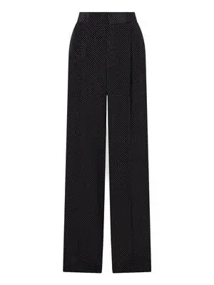 Sasuphi Pleated Polka-dot Silk-satin Wide-leg Pants - Black