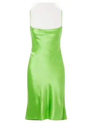 Saint Laurent Draped Silk-satin Mini Dress - Green