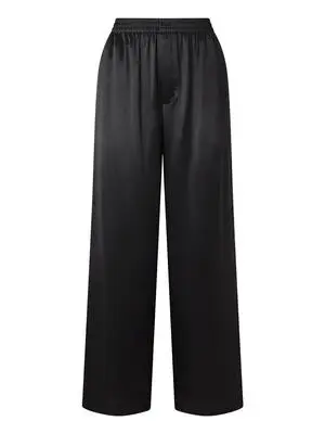 Saint Laurent Silk-satin Straight-leg Trousers - Black