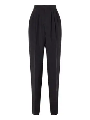 SAINT LAURENT Pleated Silk-Habotai Straight-Leg Trousers
