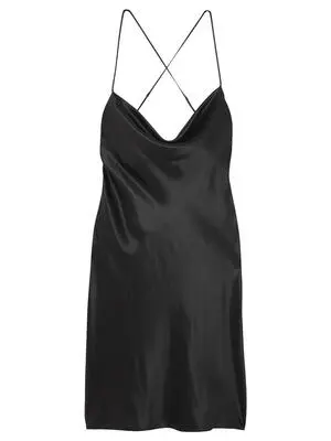 Saint Laurent Draped Silk-satin Mini Dress - Black