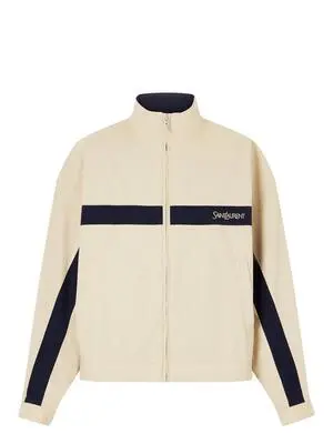 SAINT LAURENT Embroidered Striped Cotton Jacket