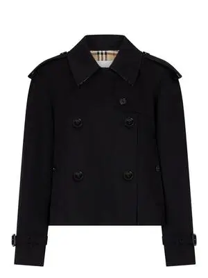 Burberry Cropped Cotton-gabardine Jacket - Black