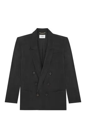 Saint Laurent Silk Double-breasted Blazer - Black