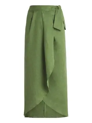 Johanna Ortiz Linen Safari Midi Skirt - Green