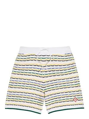 Casablanca Striped Tuck-stitch Cotton-knit Shorts - Multicoloured