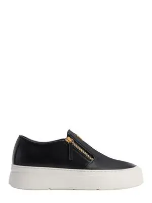 GIUSEPPE ZANOTTI Leather Slip-on With Zippers - Black