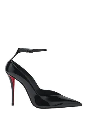 CHRISTIAN LOUBOUTIN Patent Leather Pumps With Ankle Strap - Black