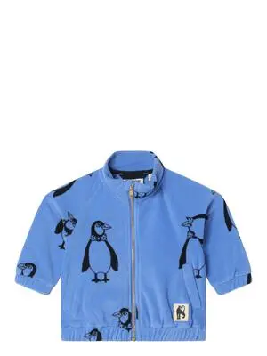 MINI RODINI Zip-up Sweatshirt With Penguin Print - Blue