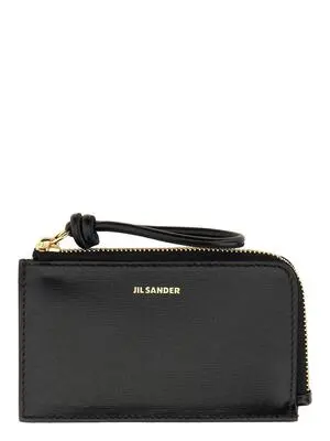 JIL SANDER Leather Zip Pouch - Black