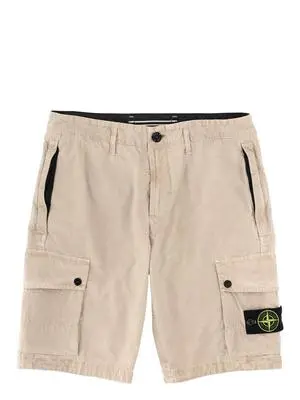 Stone Island Cargo Shorts With Logo Patch - Beige