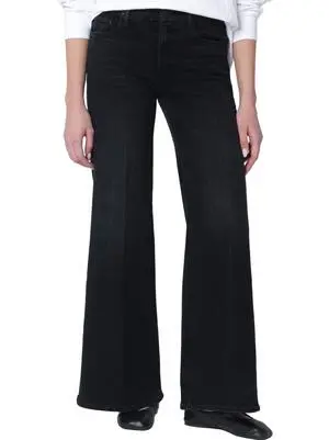 MOTHER Flared Spiked Hair Jeans - Black