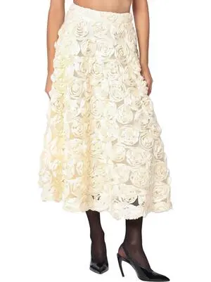ROTATE BY BIRGER CHRISTENSEN Floral Appliqué Midi Skirt - White