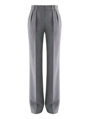 JIL SANDER Wool Gabardine Wide Leg Pants - Grey