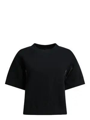 Sacai Crew Neck T-shirt With Satin Back - Black