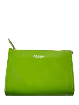 LA ROSE Minimal Leather Makeup Bag - Verde