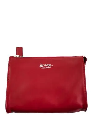 LA ROSE Minimal Leather Makeup Bag - Rosso